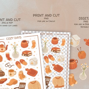 Printable Cozy Days Sticker Sheet | Cozy Hygge Stickers | Autumn ...