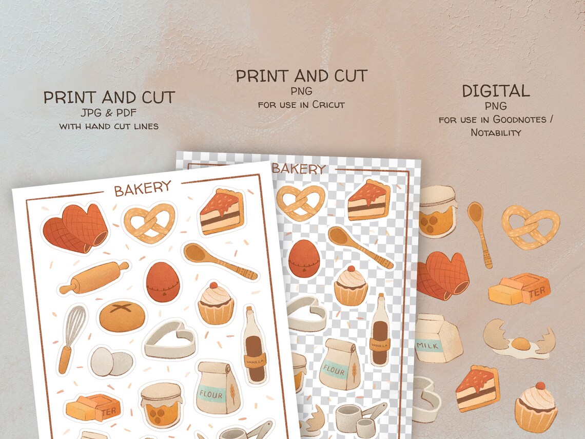 Printable Baking Sticker Sheet | Bakery Stickers | Goodnotes Stickers ...