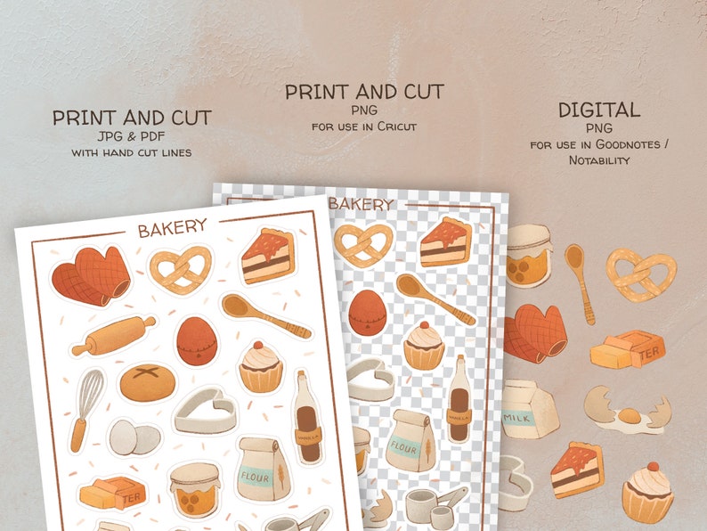 Printable Baking Sticker Sheet | Bakery Stickers | Goodnotes Stickers ...