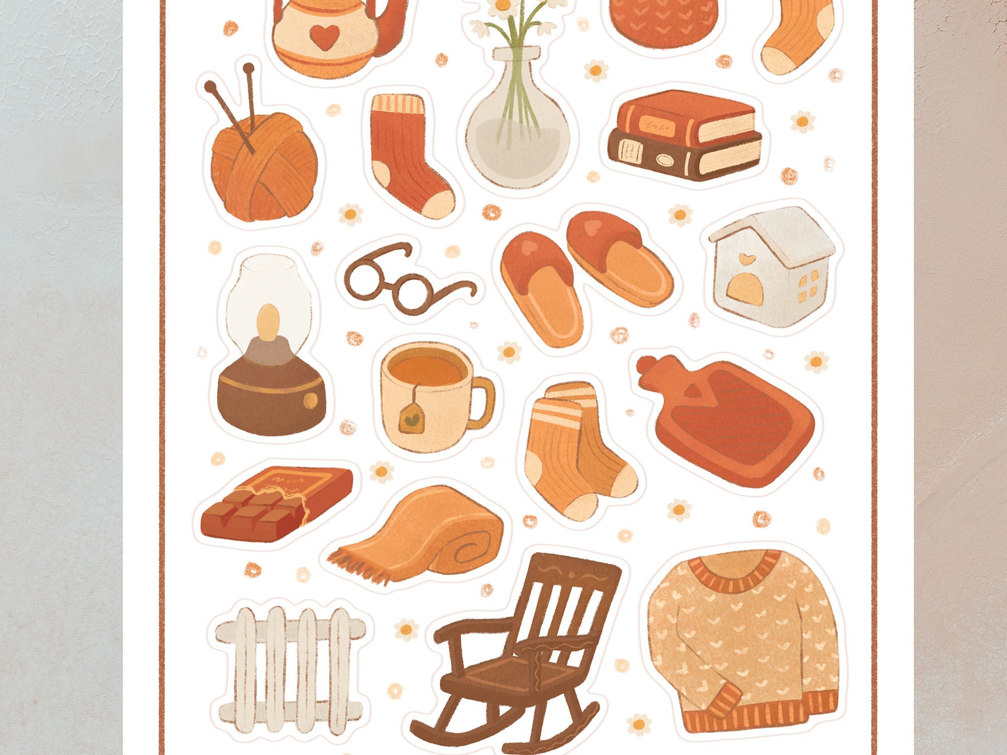 Printable Cozy Days Sticker Sheet | Cozy Hygge Stickers | Autumn ...