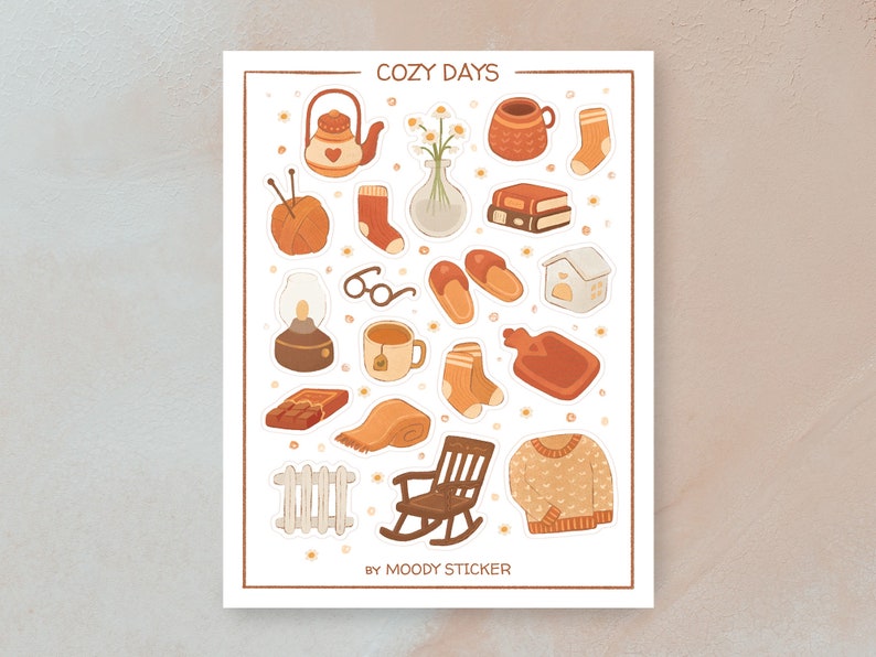 Printable Cozy Days Sticker Sheet | Cozy Hygge Stickers | Autumn ...