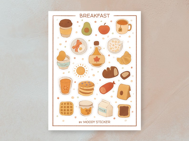 Printable Breakfast Sticker Sheet Morning Stickers Goodnotes Stickers ...