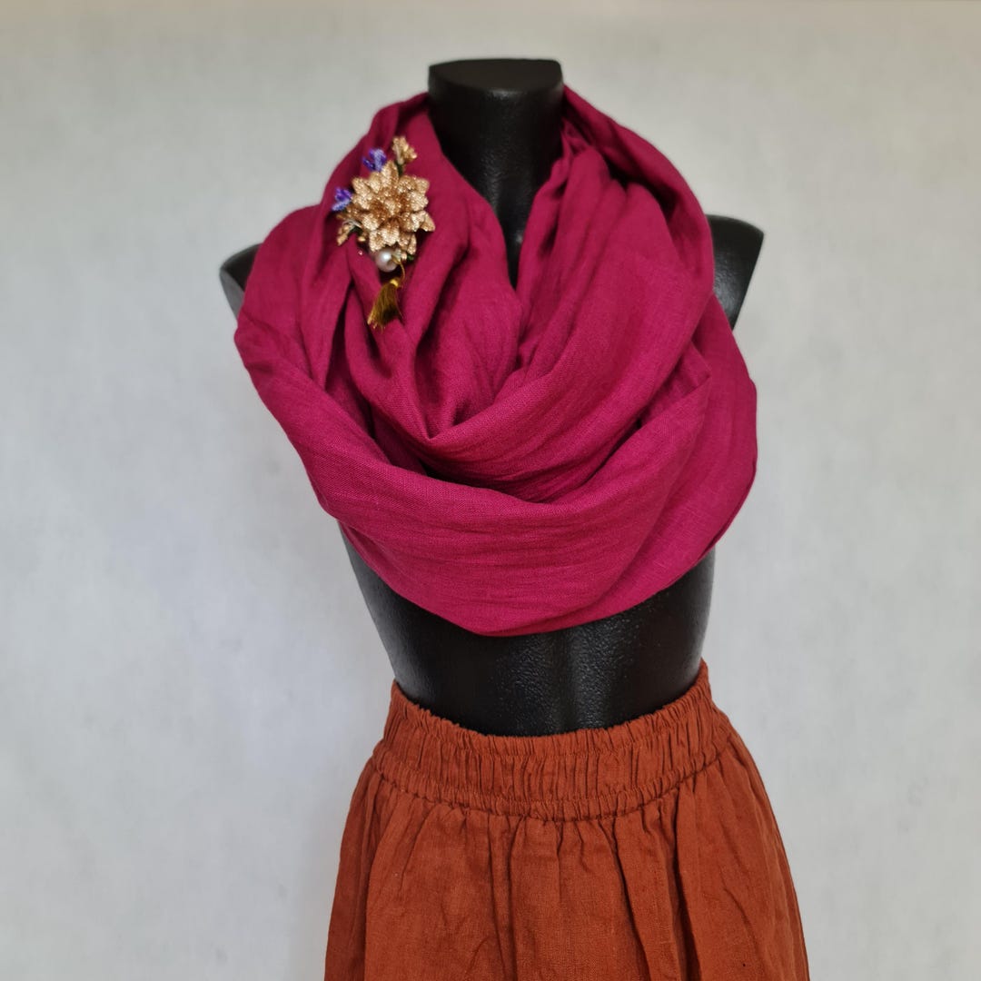 Linen Scarft XXL, Very Long Wide Natural Linen Women Scarf, Oversized ...