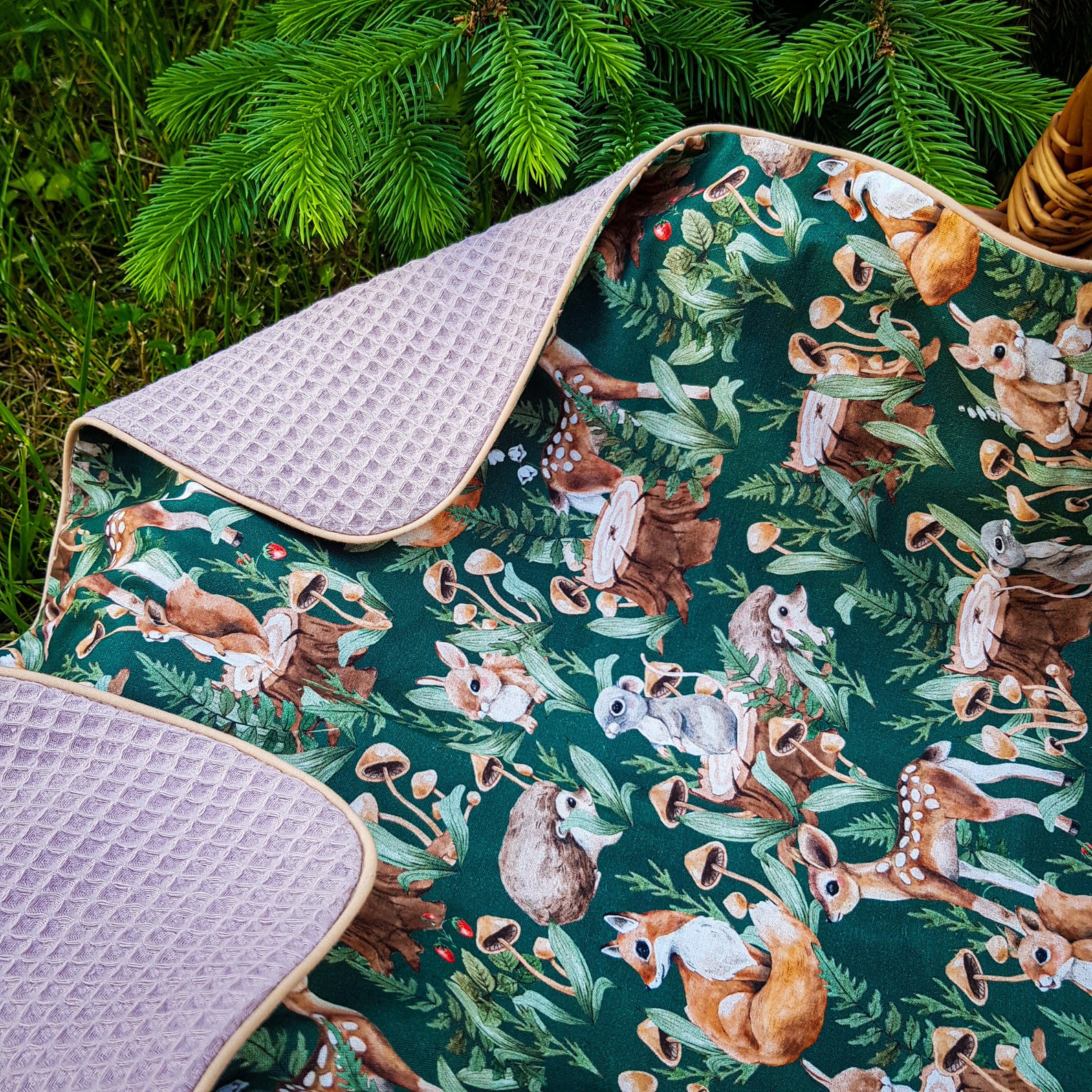 Couverture Animaux de la forêt et rose poussiérante 100% | Etsy