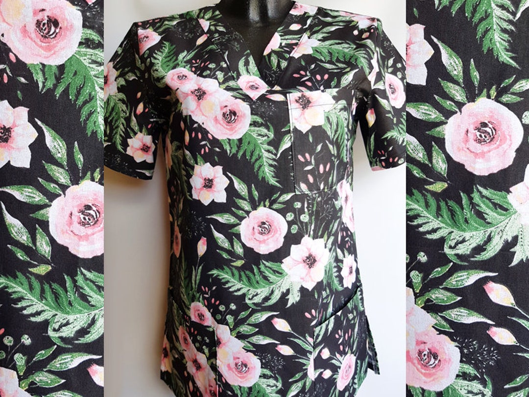 Medical Scrubs Top for Healthcare Workers, V-neck Scrub Top With Badge ...