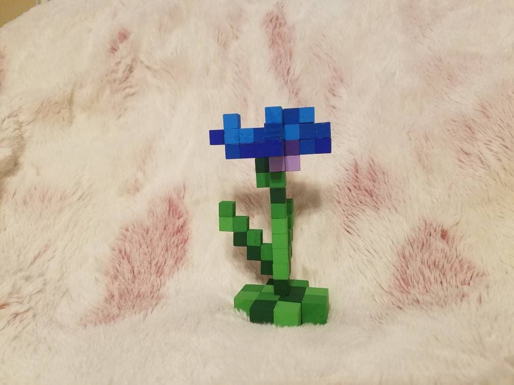 3D Minecraft Flower Cornflower Wooden Figurine - Etsy