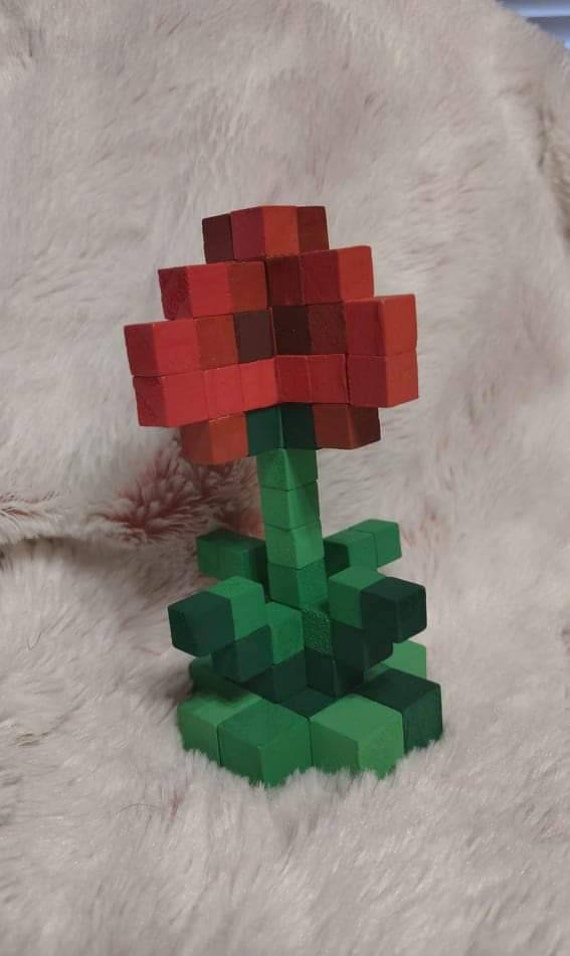 Minecraft Poppy Flower Wooden Figurine - Etsy