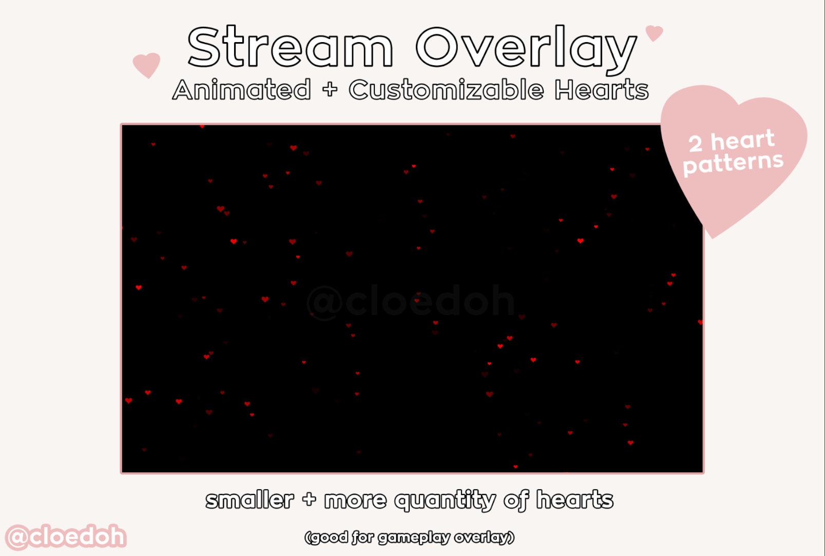 Animated Hearts Stream Overlay - Customizable Cute Design (digital ...