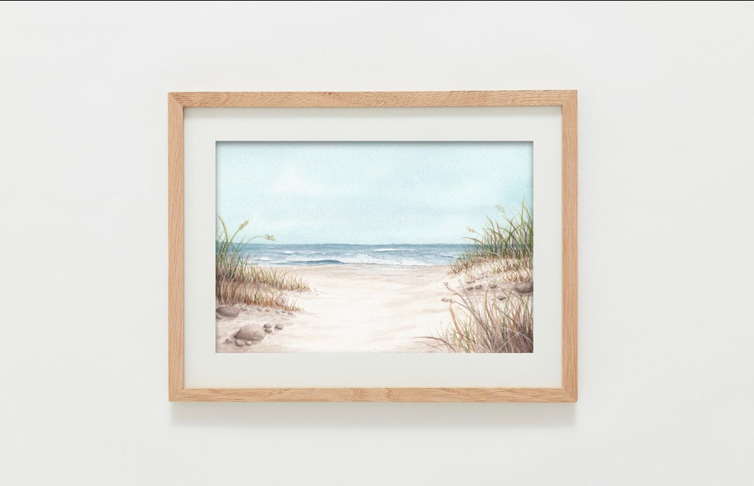 DIGITAL Sand Dunes Beach Sand Landscape Ocean Calm Painting Art Print ...