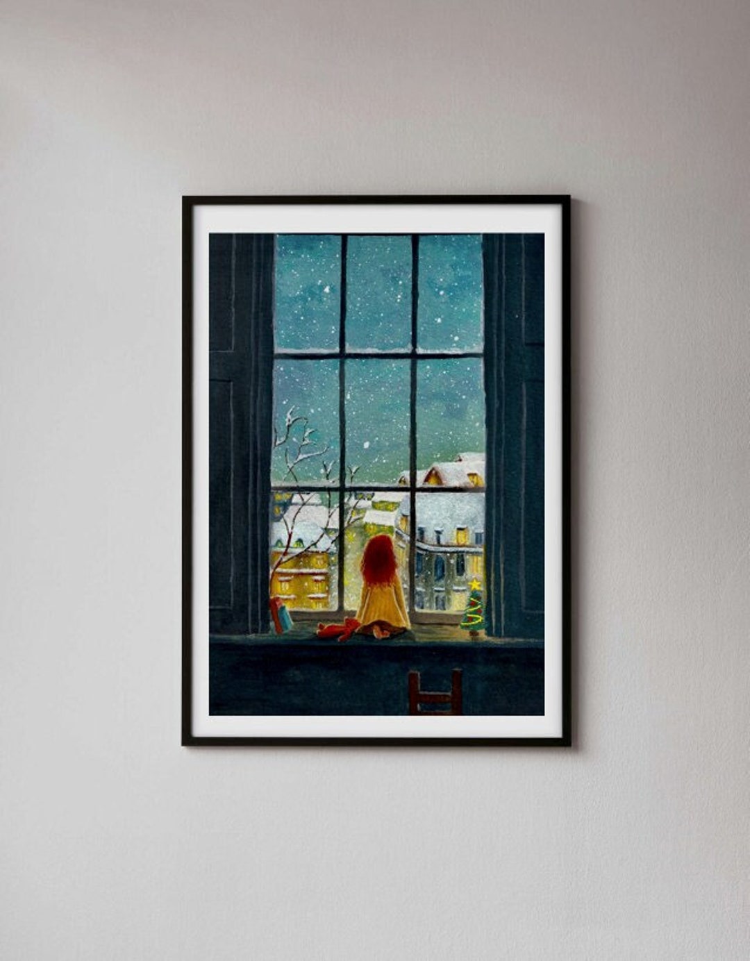 DIGITAL Christmas Cosy Poster Girl Nursery Wall Art Room Decor Painting ...