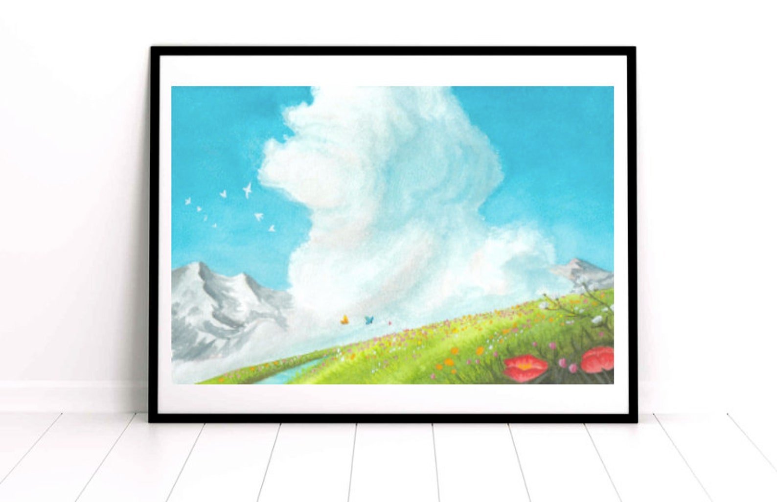 Howls' Moving Castle Flower Field Studio Ghibli Landscape Room Decor ...