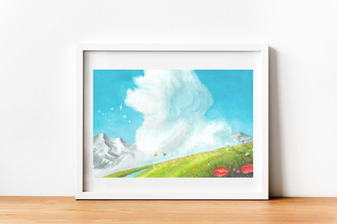 Howls' Moving Castle Flower Field Studio Ghibli Landscape Room Decor ...