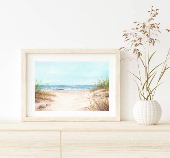 Sand Dunes Beach Sand Landscape Ocean Calm Painting Art Print - Etsy