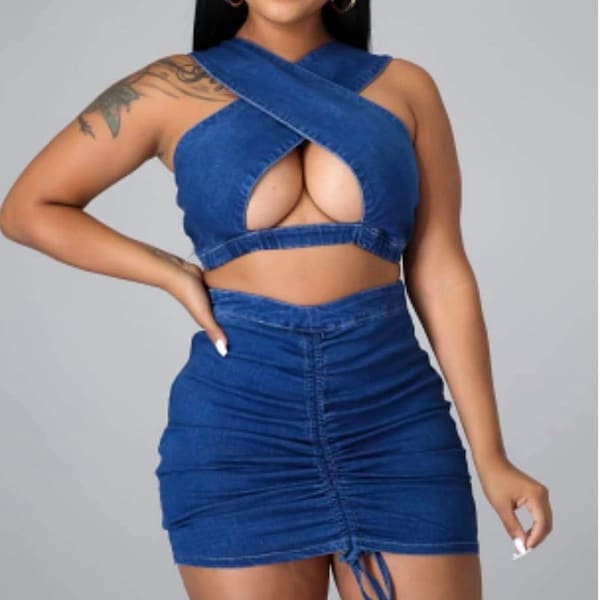 Denim Two Piece Set - Etsy Denim Two Piece Set - Etsy