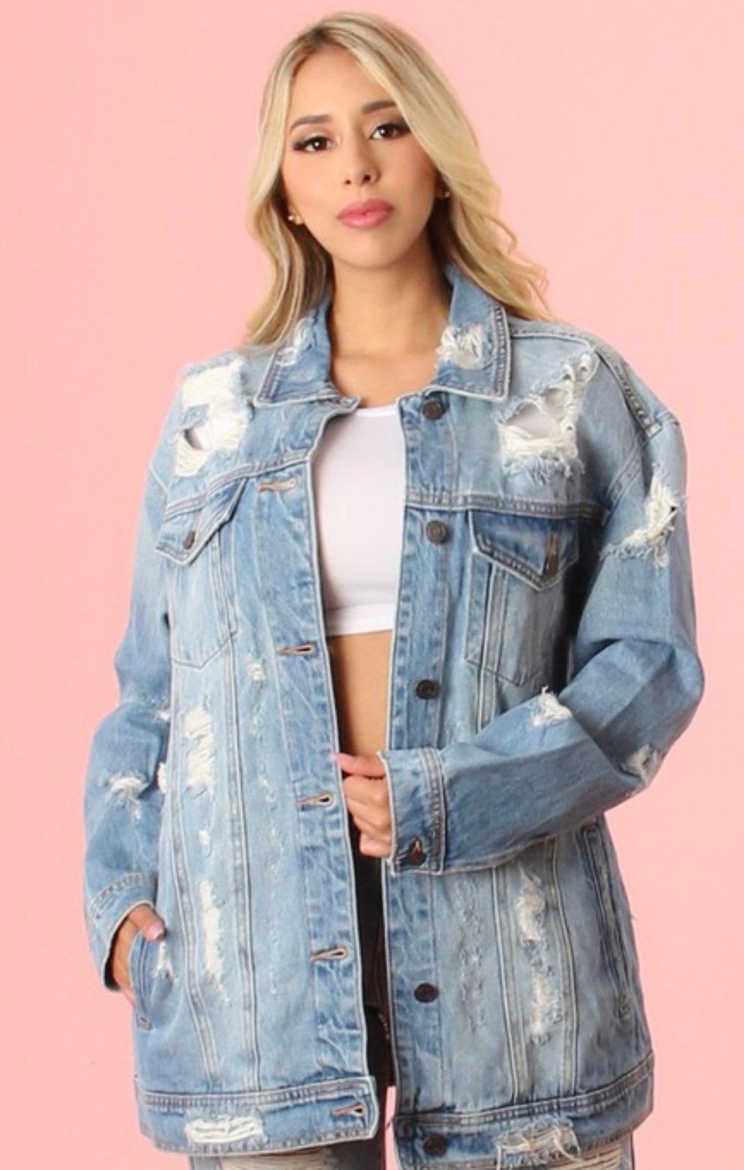 Womens Distressed Denim Jacket - Etsy