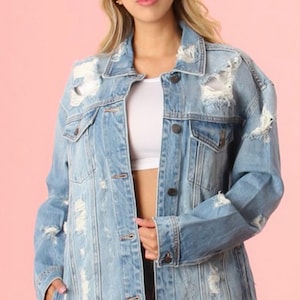 Womens Distressed Denim Jacket - Etsy