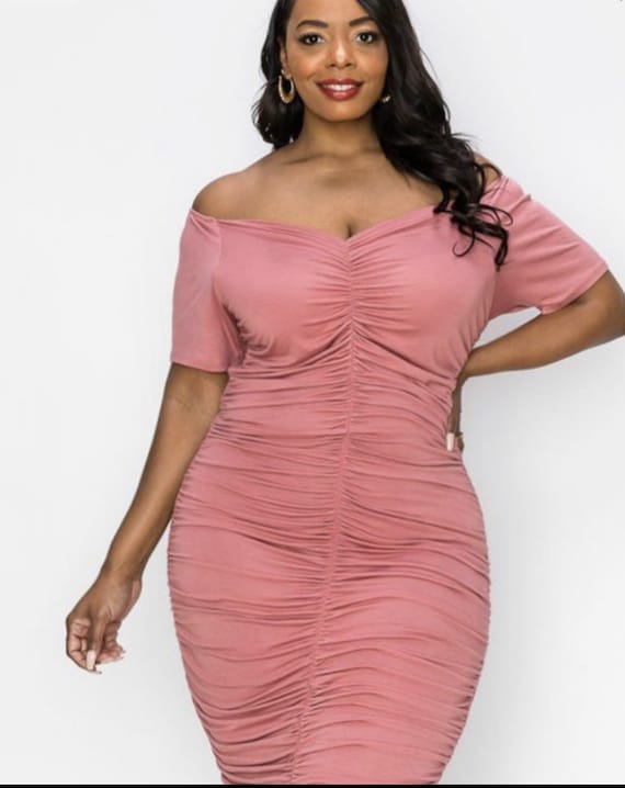 Womens Plus Scrunched Midi Dress - Etsy