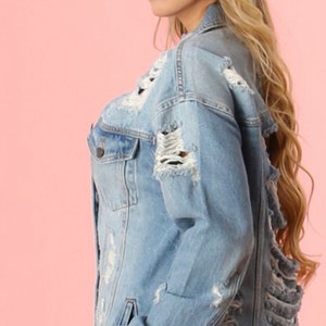 Womens Distressed Denim Jacket - Etsy