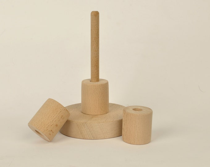 Montessori Triangle Wooden Stacker Toy Wood Stacking Pyramid 1 Year Old ...