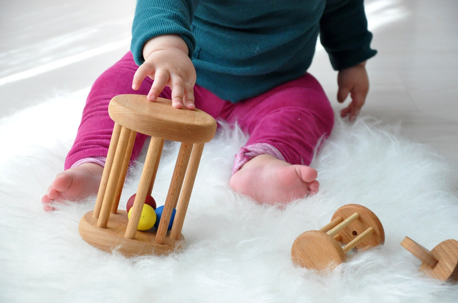 Montessori Bell Cylinder & Ball Rattle Set - Wooden Baby Toys - Etsy