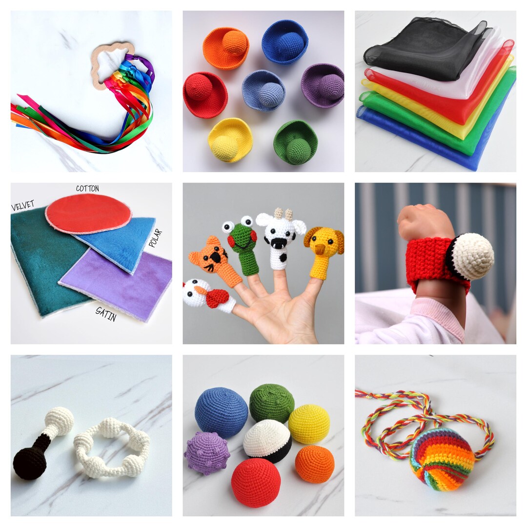 Montessori Sensory Set, Finger Puppets, Rainbow Ribbon, Montessori ...