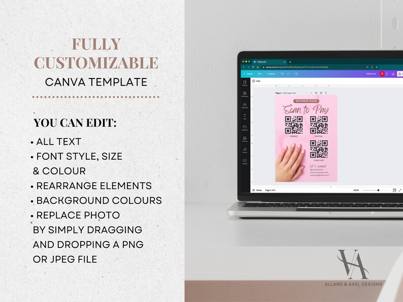 Canva Scan-to-pay Salon, Printable Scan to Pay Template for Small ...
