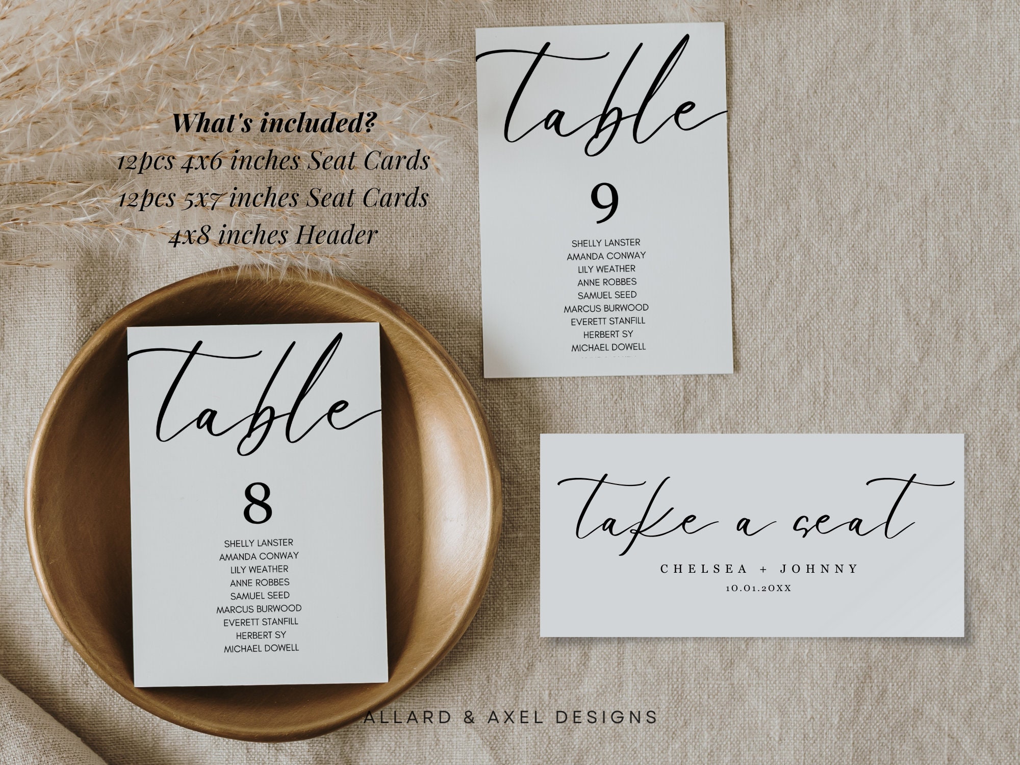 Reception Seat Chart, Wedding Seat Cards, Table Number Cards, Seat ...