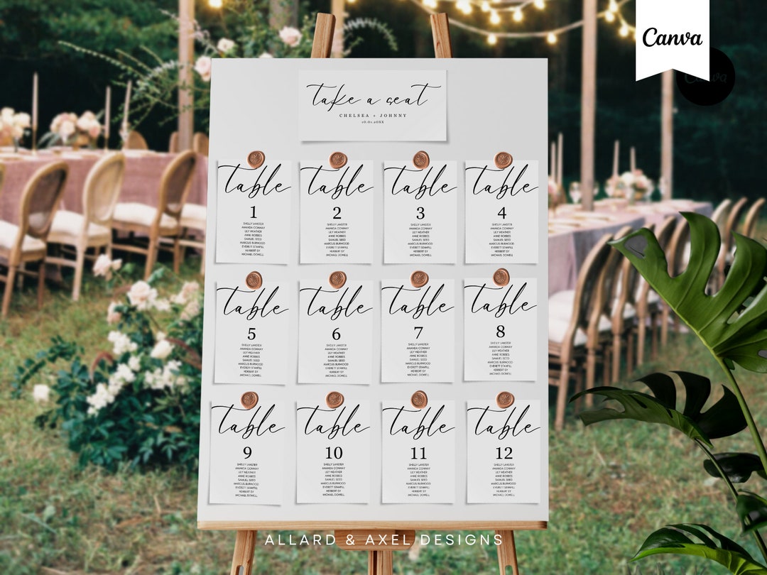 Reception Seat Chart, Wedding Seat Cards, Table Number Cards, Seat ...