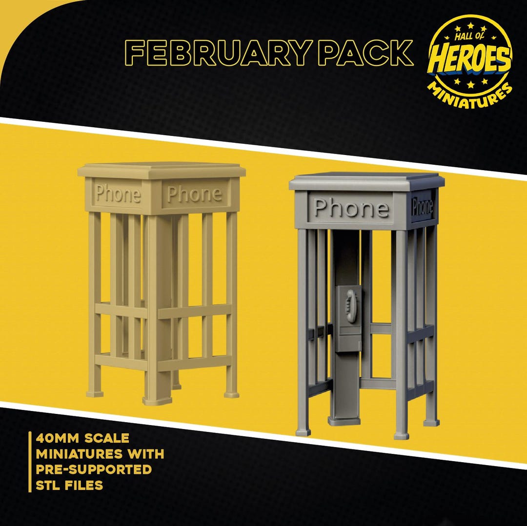 Phonebooth 40mm Scale by Hall of Heroes Miniatures Great for Crisis ...