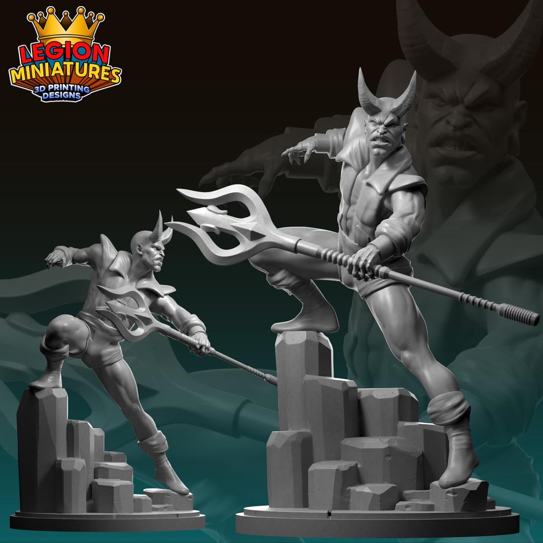 Cyan Demon 40mm Scale on 35mm Base by Legion Miniatures Great for ...