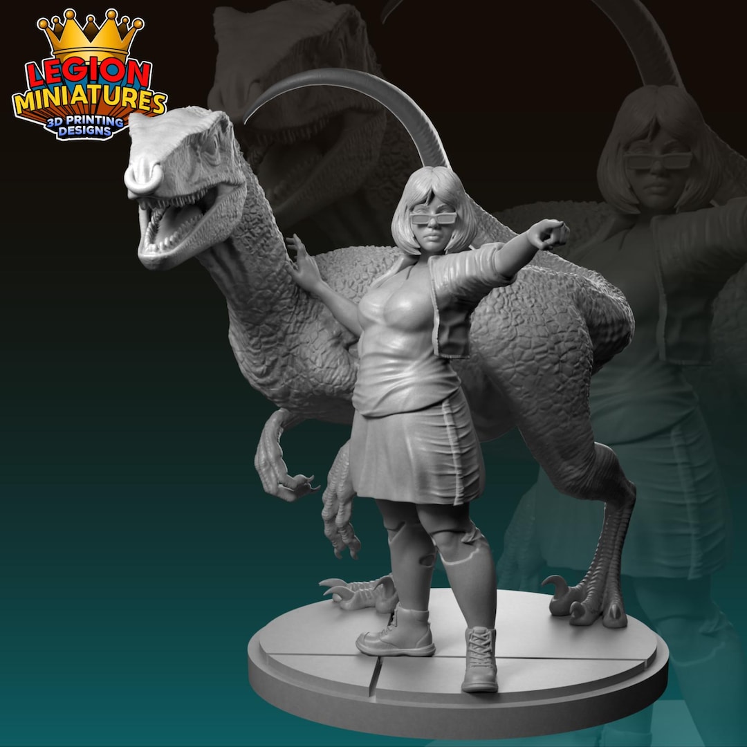 Thelma and Raptor 40mm Scale on 50mm Base by Legion Miniatures Great ...