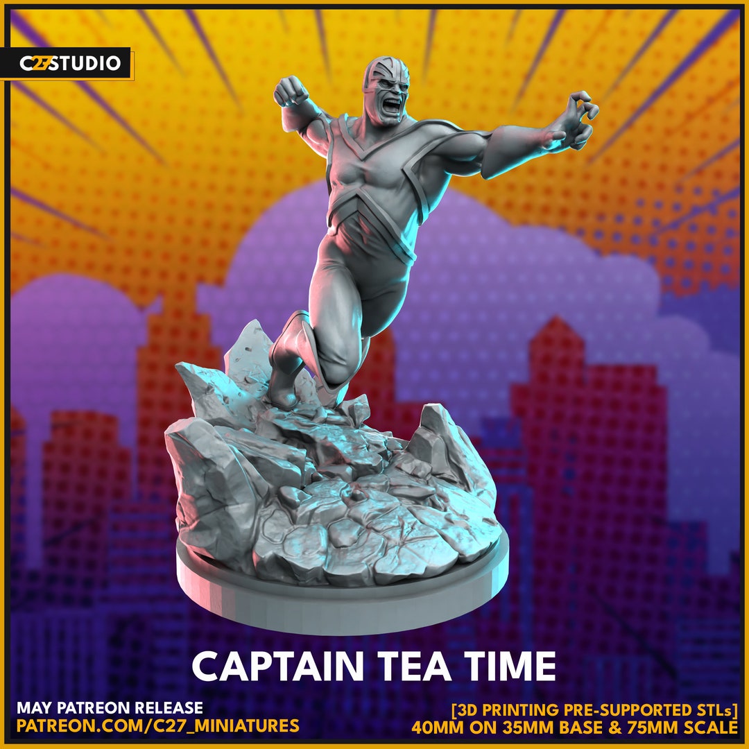 Captain Tea Time by C27 Miniatures Great for Crisis Protocol, Superhero ...