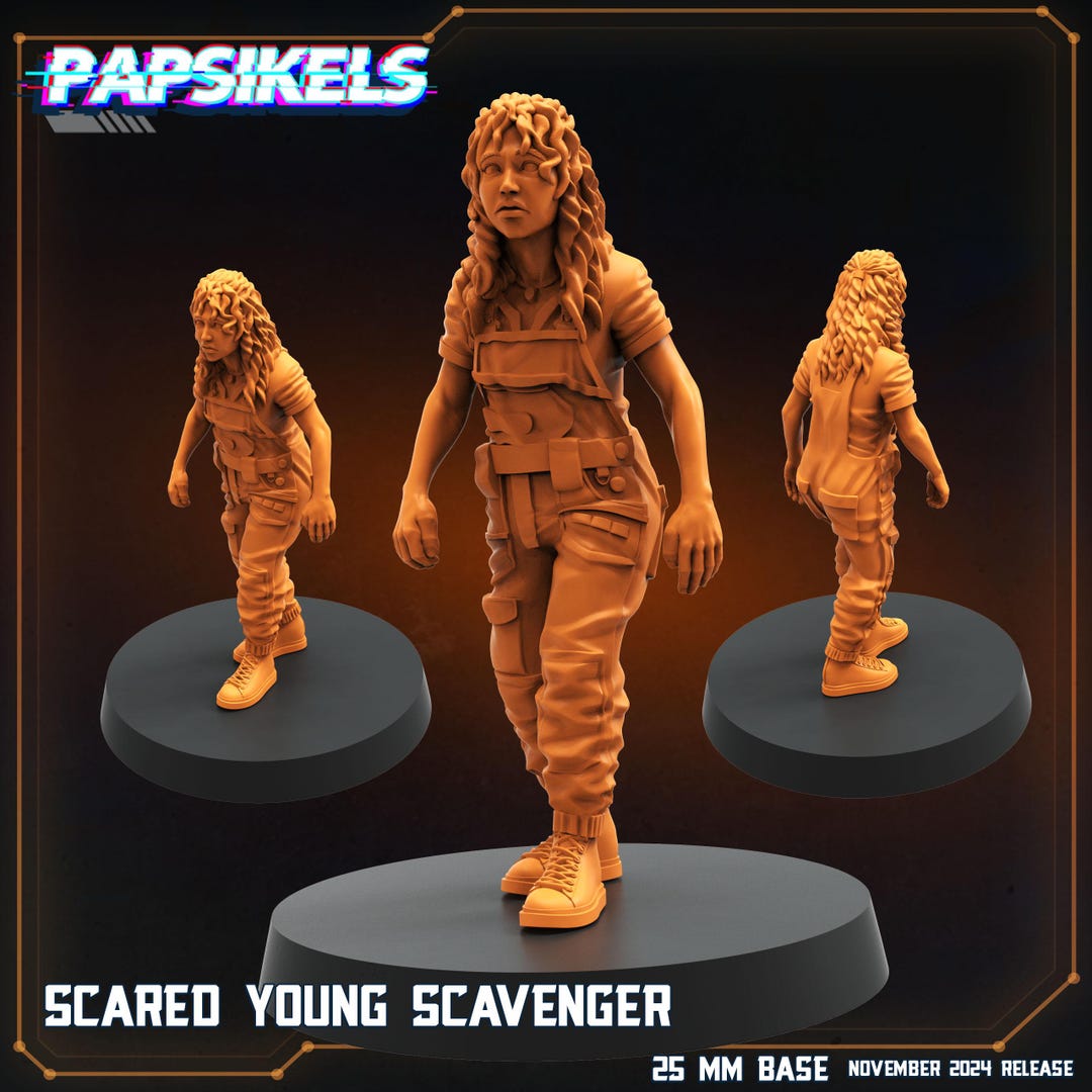 Scared Young Scavenger on 25mm Base by Papsikels Great for Cyberpunk ...