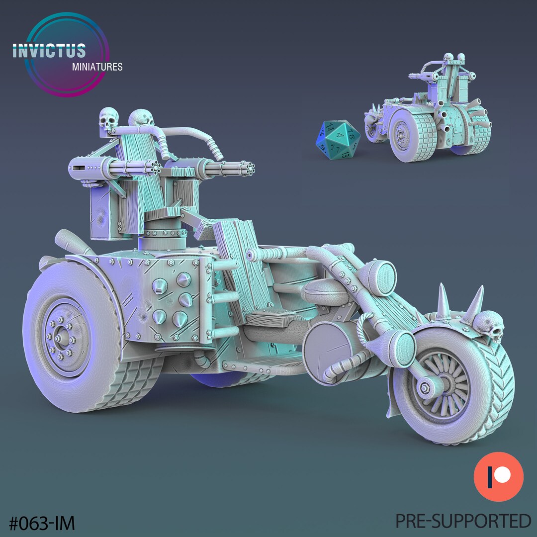 Wastelands Motorcycle trike by Invictus Miniatures Great for Cyberpunk ...