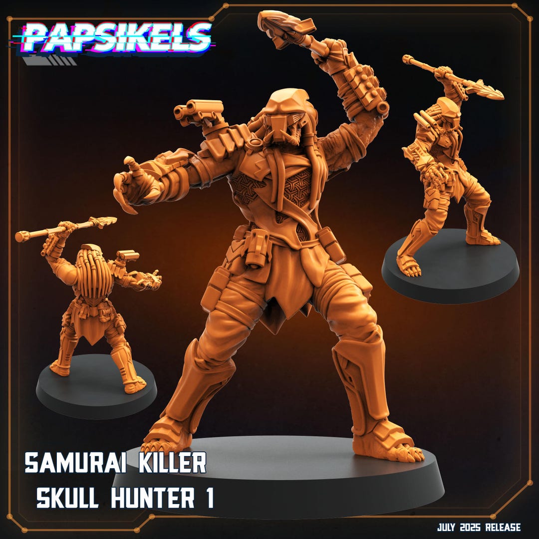 Samurai Killer Skull Hunter 32mm Scale by Papsikels Great for Cyberpunk ...