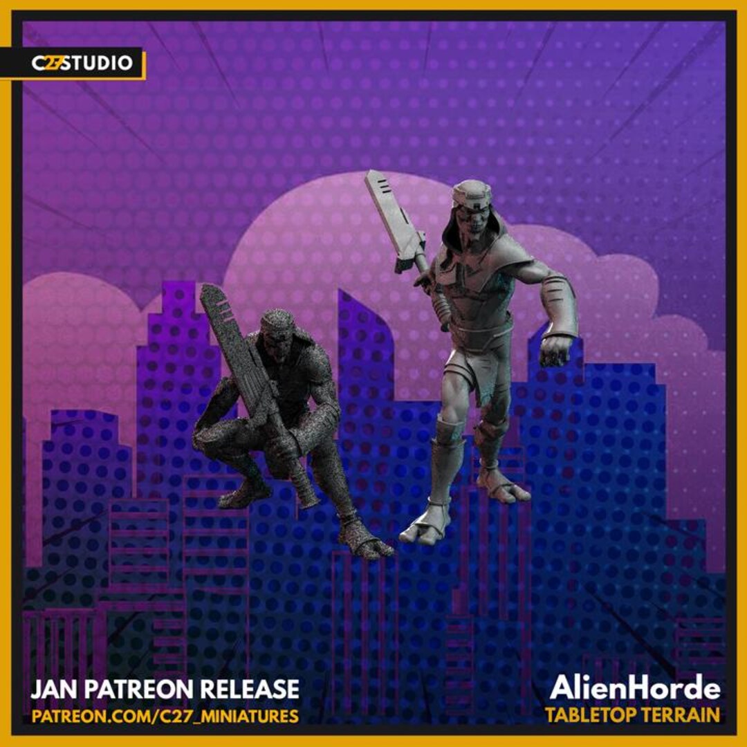 Alien Horde 2 Models 40mm on 35mm Base by C27 Miniatures Great for ...