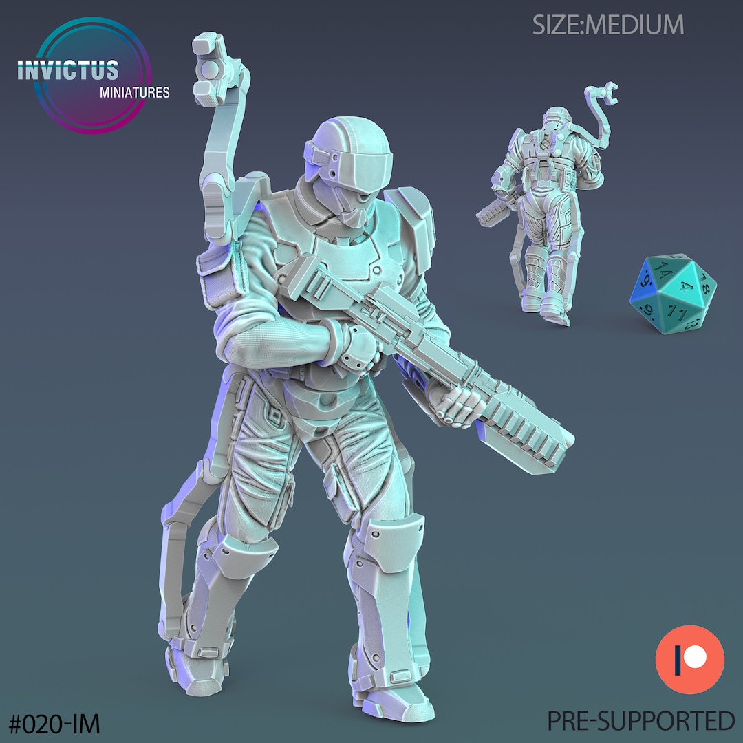 Exoskeleton Soldier - Patrol by Invictus Miniatures Great for Cyberpunk ...