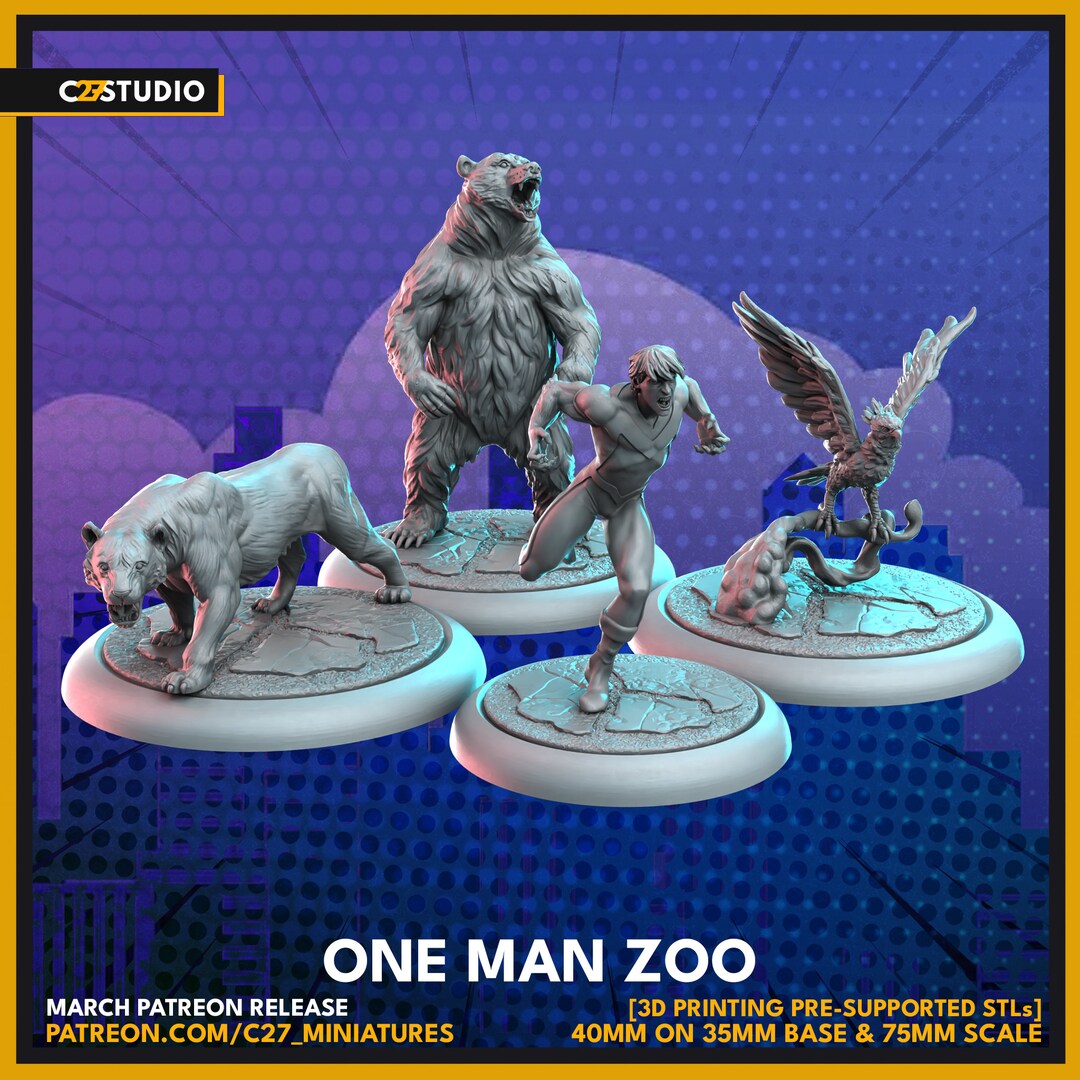 One Man Zoo by C27 Miniatures Great for Crisis Protocol, Superhero Rpgs ...
