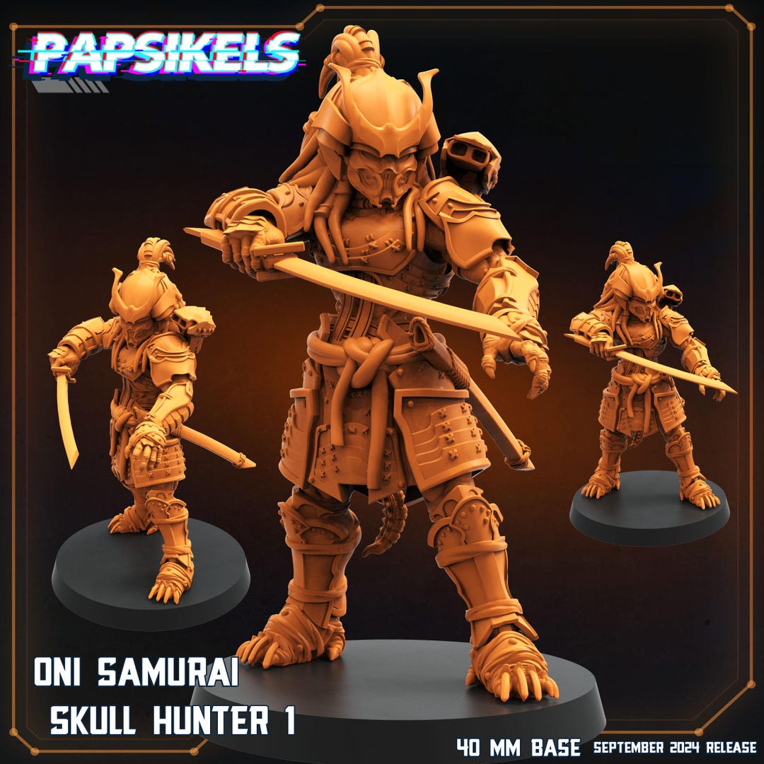 Oni Samurai Skull Hunter on 40mm Base by Papsikels Great for Cyberpunk ...