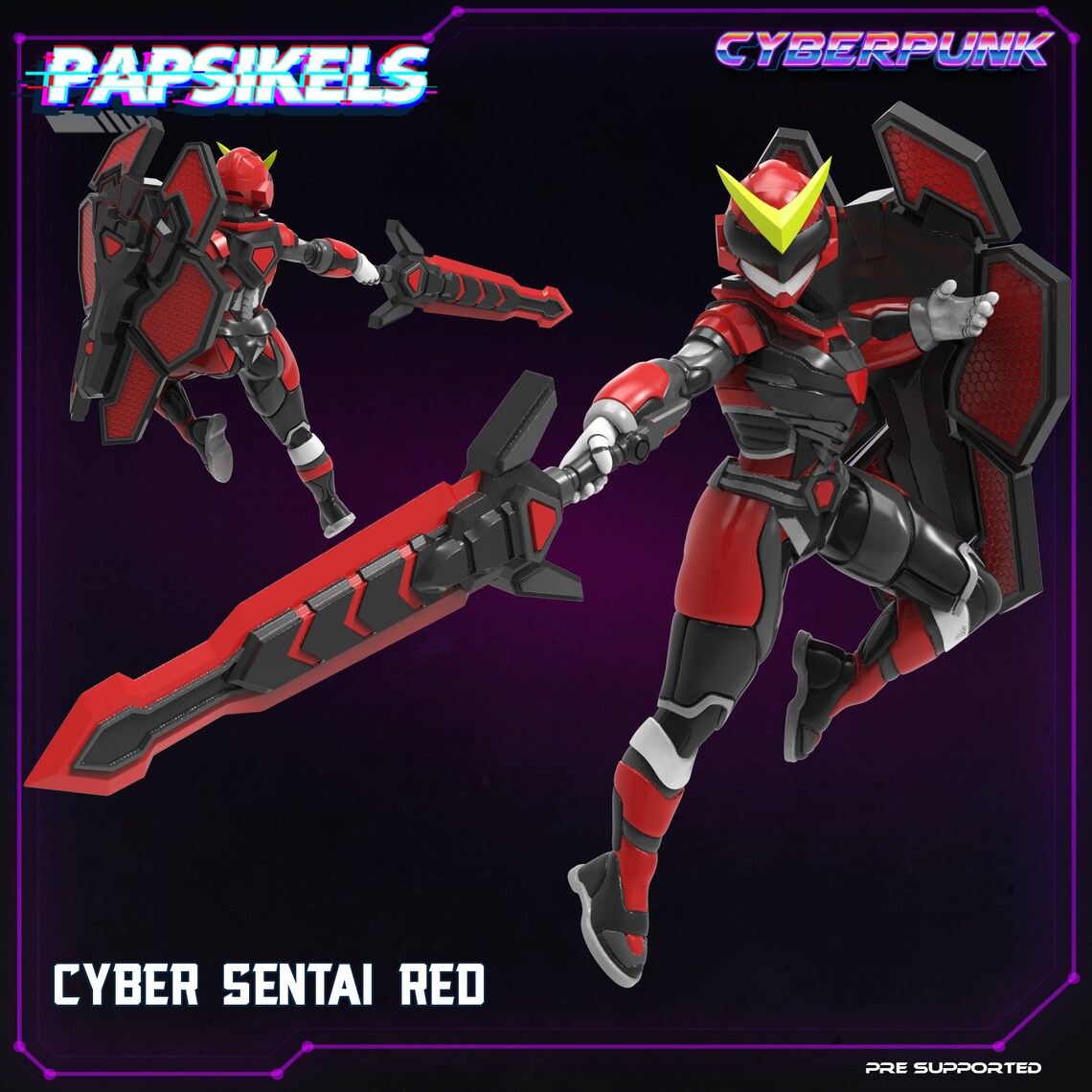 Cyber Sentai Red by Papsikels Great for Cyberpunk,shadowrun, Stargrave ...