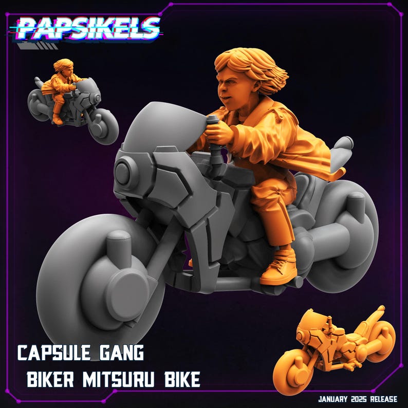 Capsule Bike Gang Members 32mm Scale by Papsikels Great for Cyberpunk ...