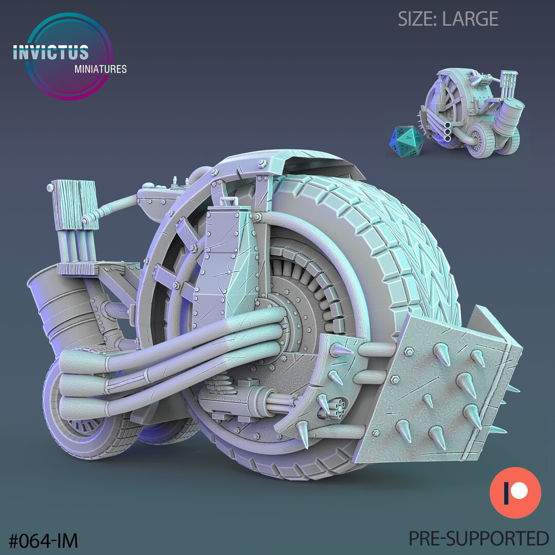 Wastelands Motorcycle Huge Wheel trike by Invictus Miniatures Great for ...