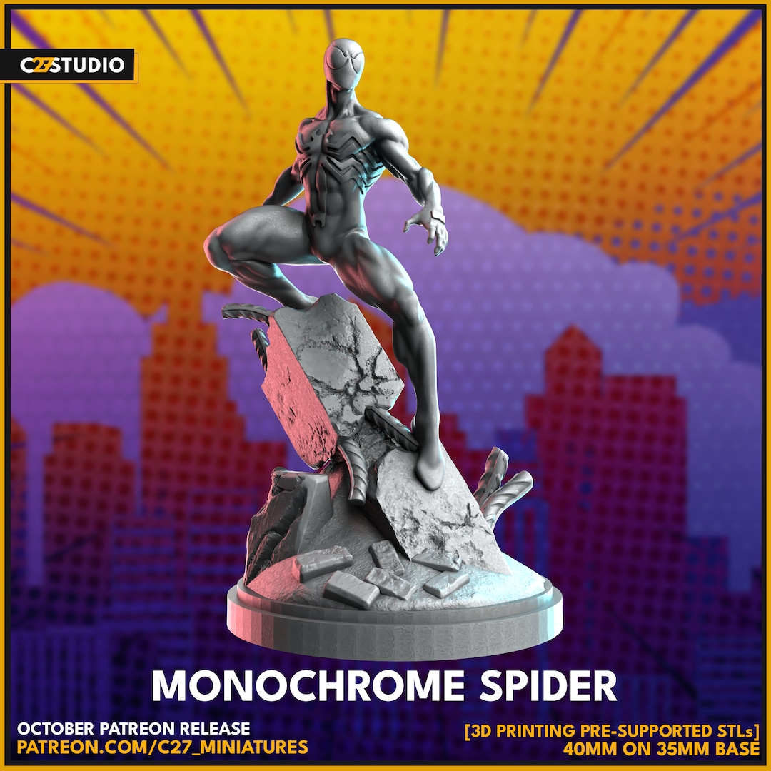 Monochrome Spider 40mm on 35mm Base by C27 Miniatures Great for Crisis ...
