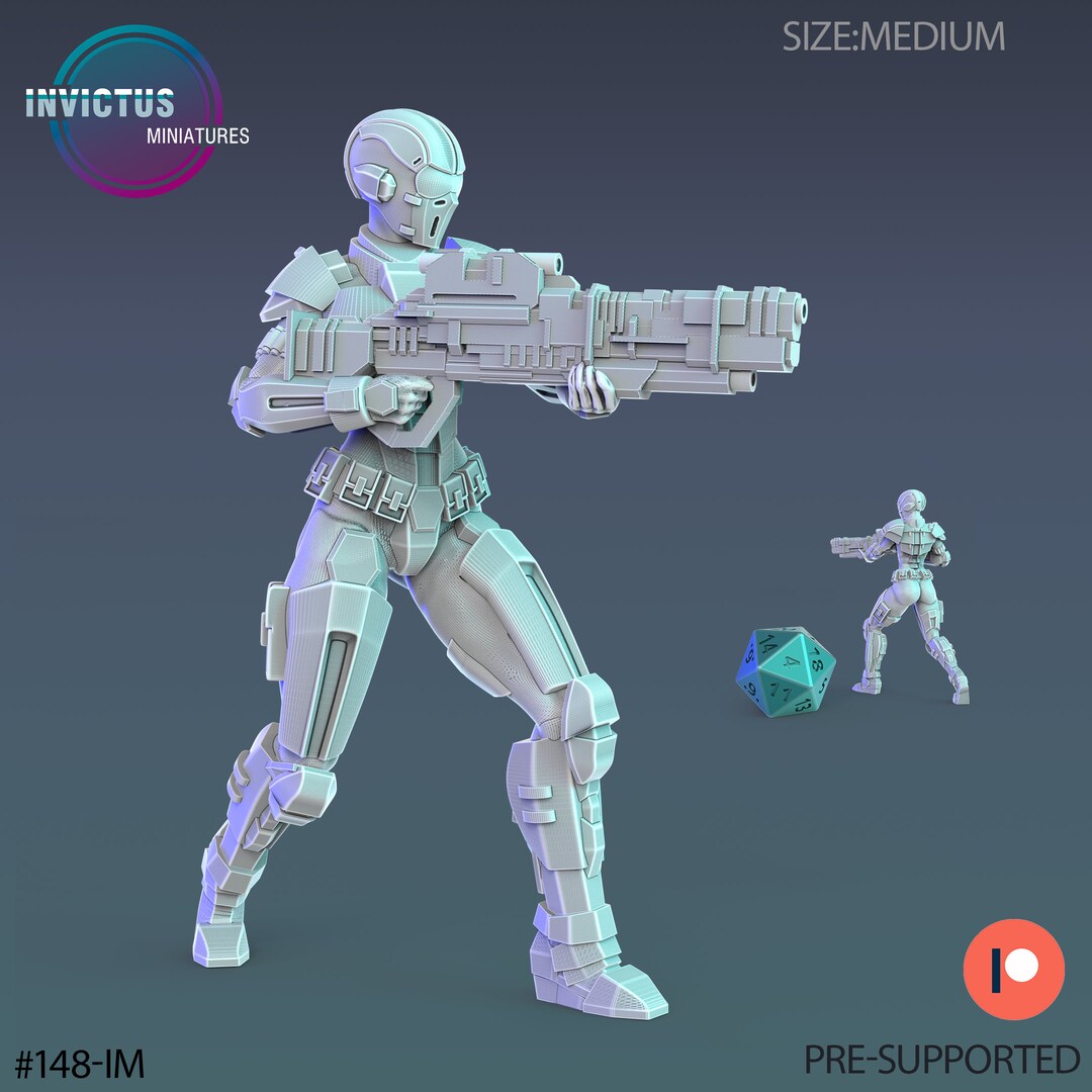 Galactic Police Female Rifle - Cosmic Pirates by Invictus Miniatures ...