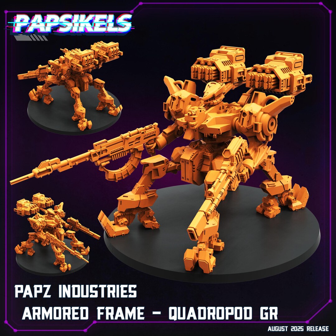 Papz Industries Armored Frame - Quadropod GR 32mm Scale on 100mm Base ...