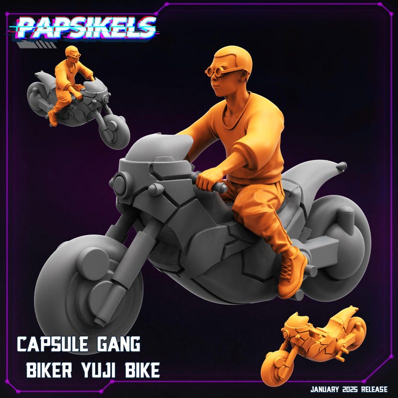 Capsule Bike Gang Members 32mm Scale by Papsikels Great for Cyberpunk ...