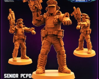 Senior PCPD Police Officer Cyberpunk Cop 28mm Miniatures for Tabletop ...