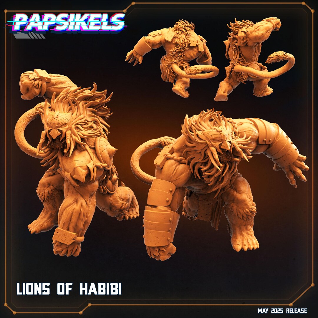 Lions of Habibi (set of 2) 32mm Scale by Papsikels Great for Cyberpunk ...