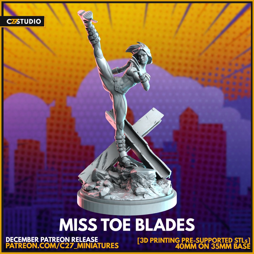 Miss Toe Blades 40mm Scale on 35mm Base by C27 Miniatures Great for ...