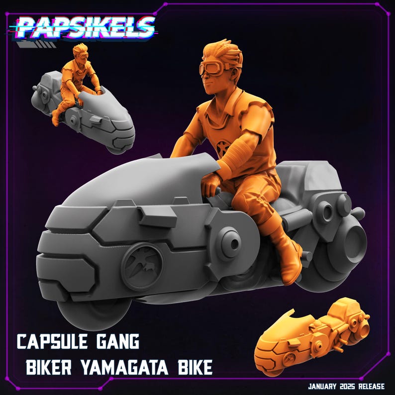 Capsule Bike Gang Members 32mm Scale by Papsikels Great for Cyberpunk ...
